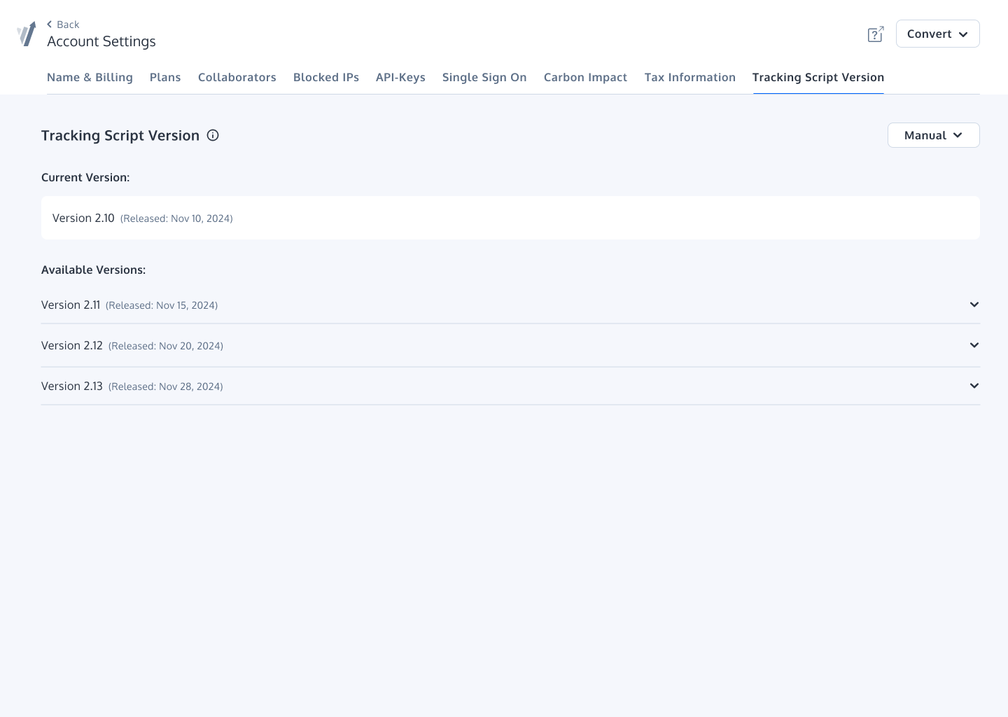 Tracking Script Version Management