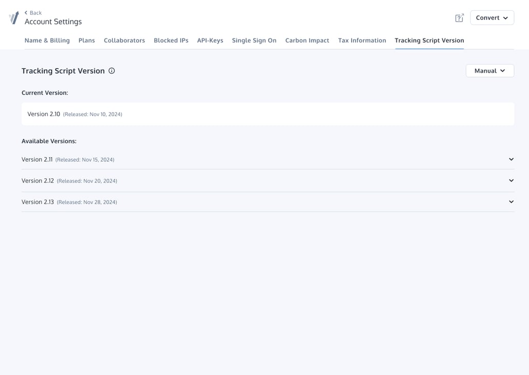 Tracking Script Version Management