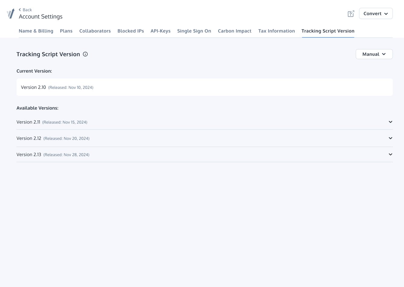 Tracking Script Version Management
