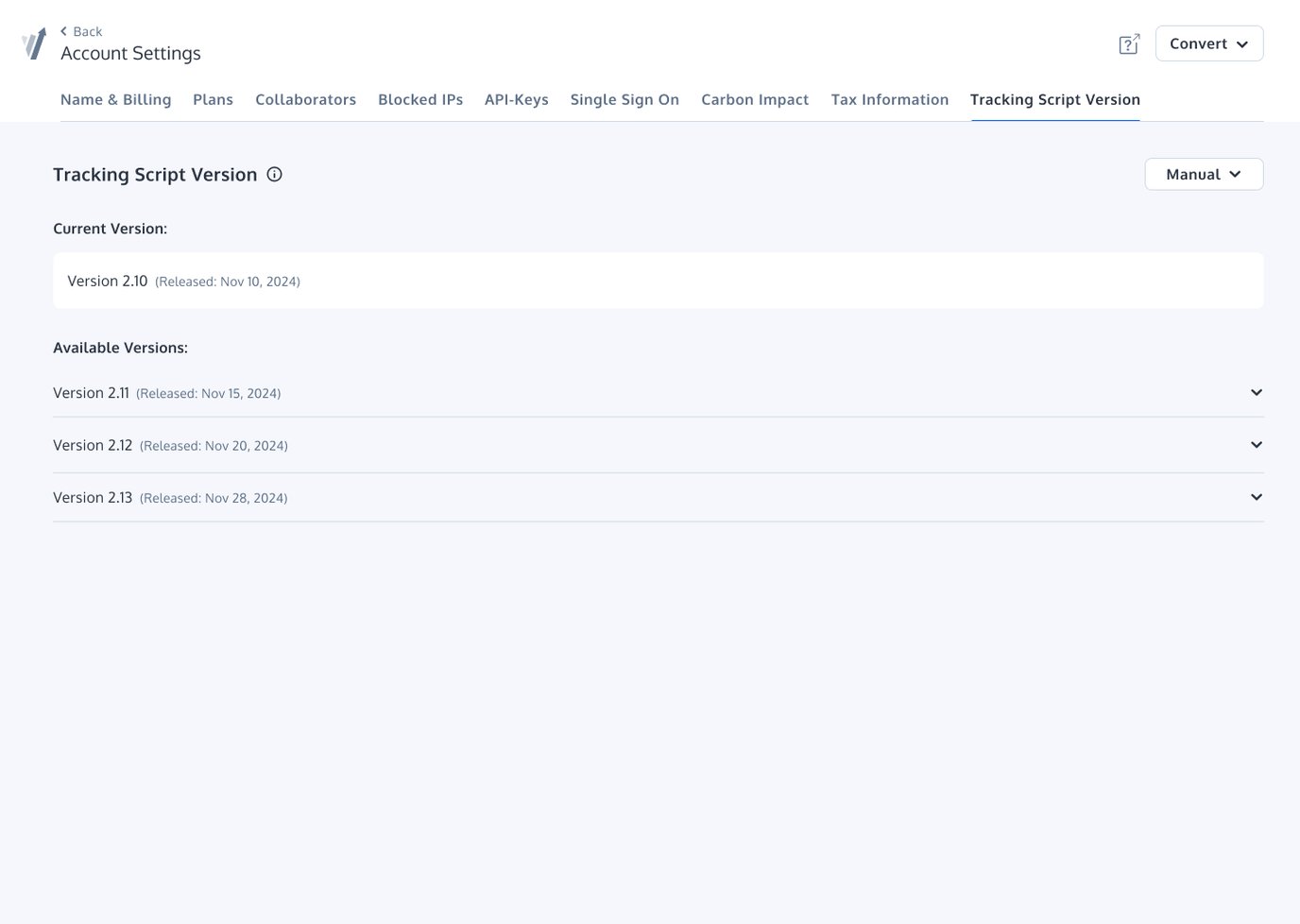 Tracking Script Version Management