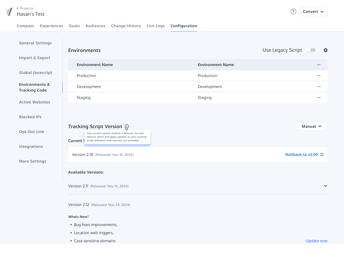 Tracking Script Version Management