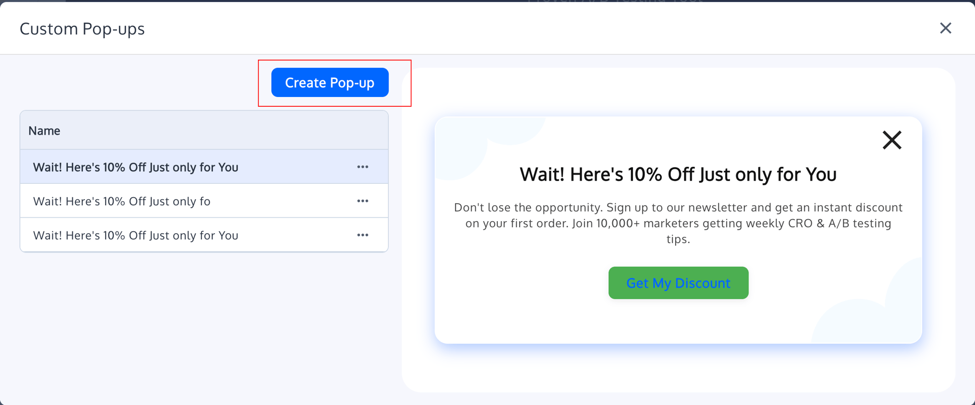 Custom Pop-ups in the Visual Editor