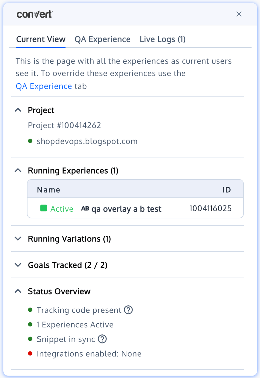 QA Overlay Widget User Guide