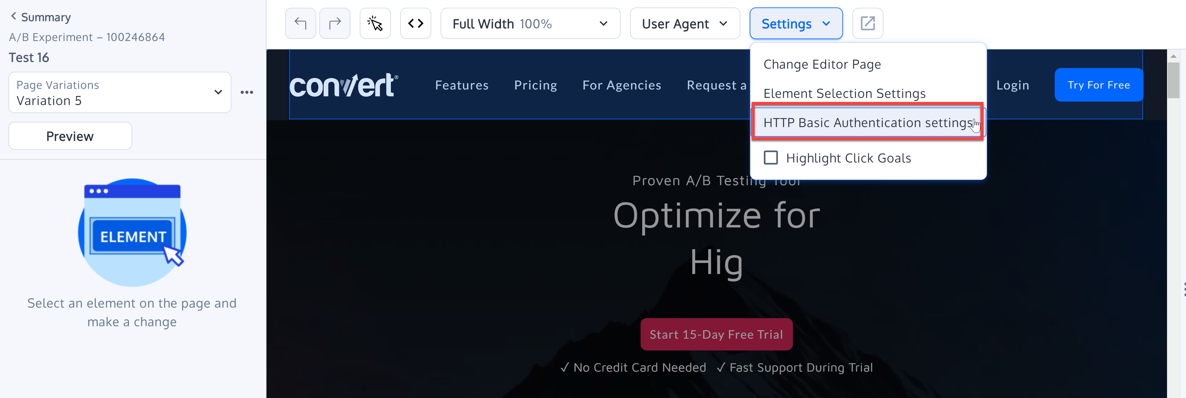 The Visual Editor in Convert Experiences