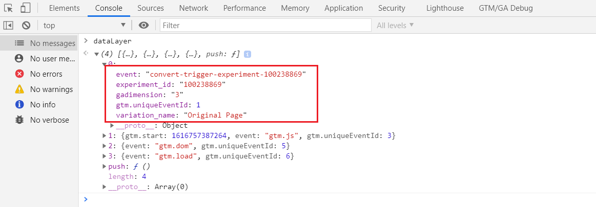 Use GTM Data Layer to integrate Convert with GA