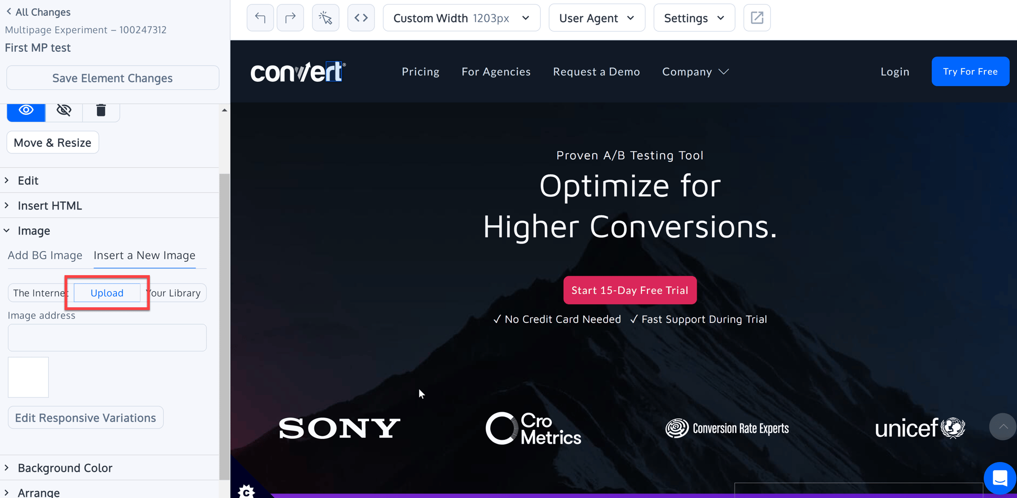 Image Upload Guidelines for Convert Visual Editor
