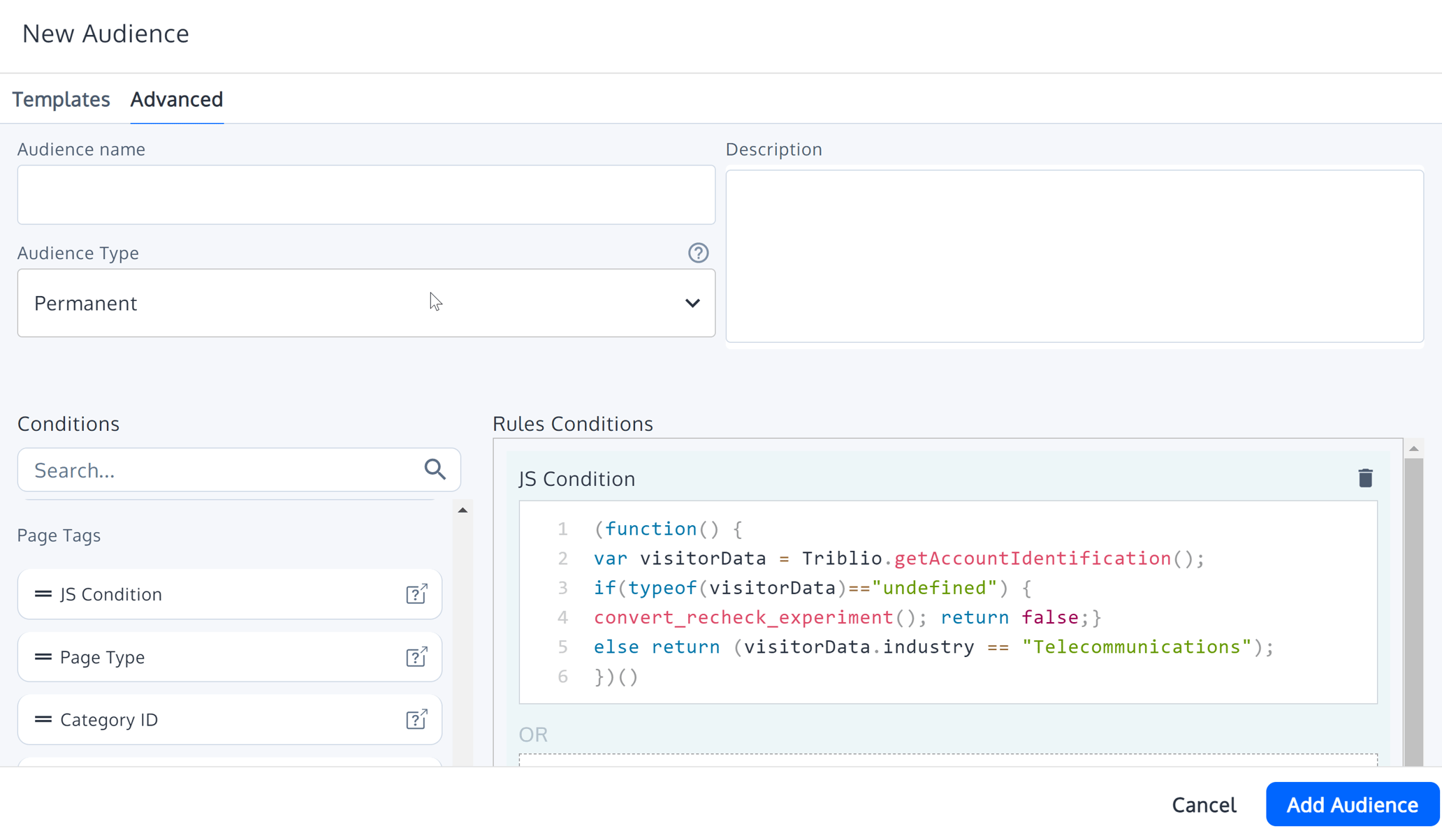 Targeting with data provided by Triblio