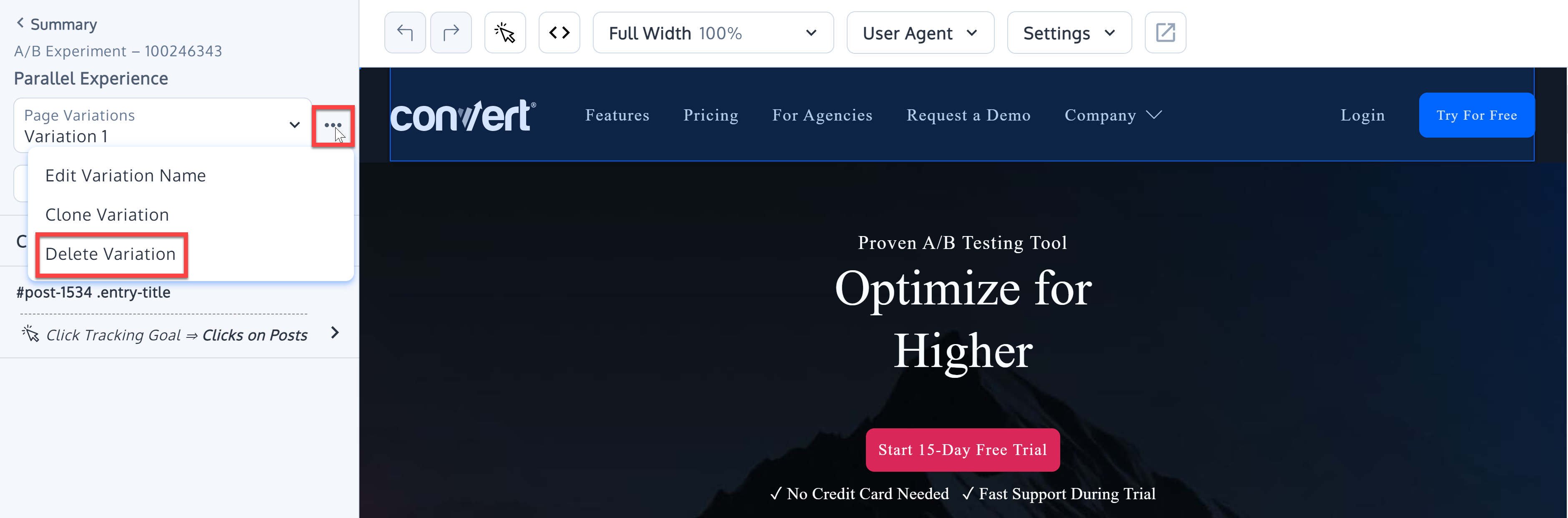 The Visual Editor in Convert Experiences