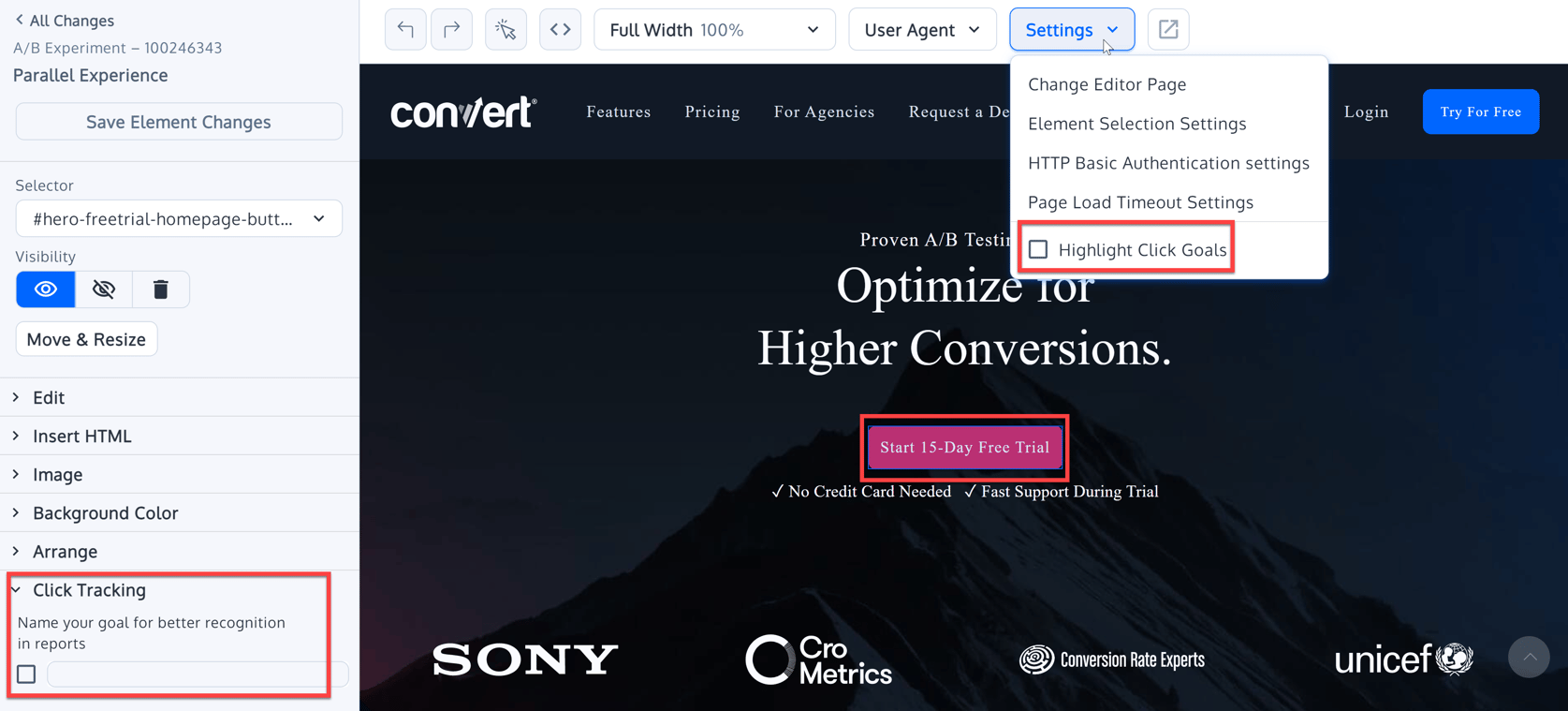 The Visual Editor in Convert Experiences