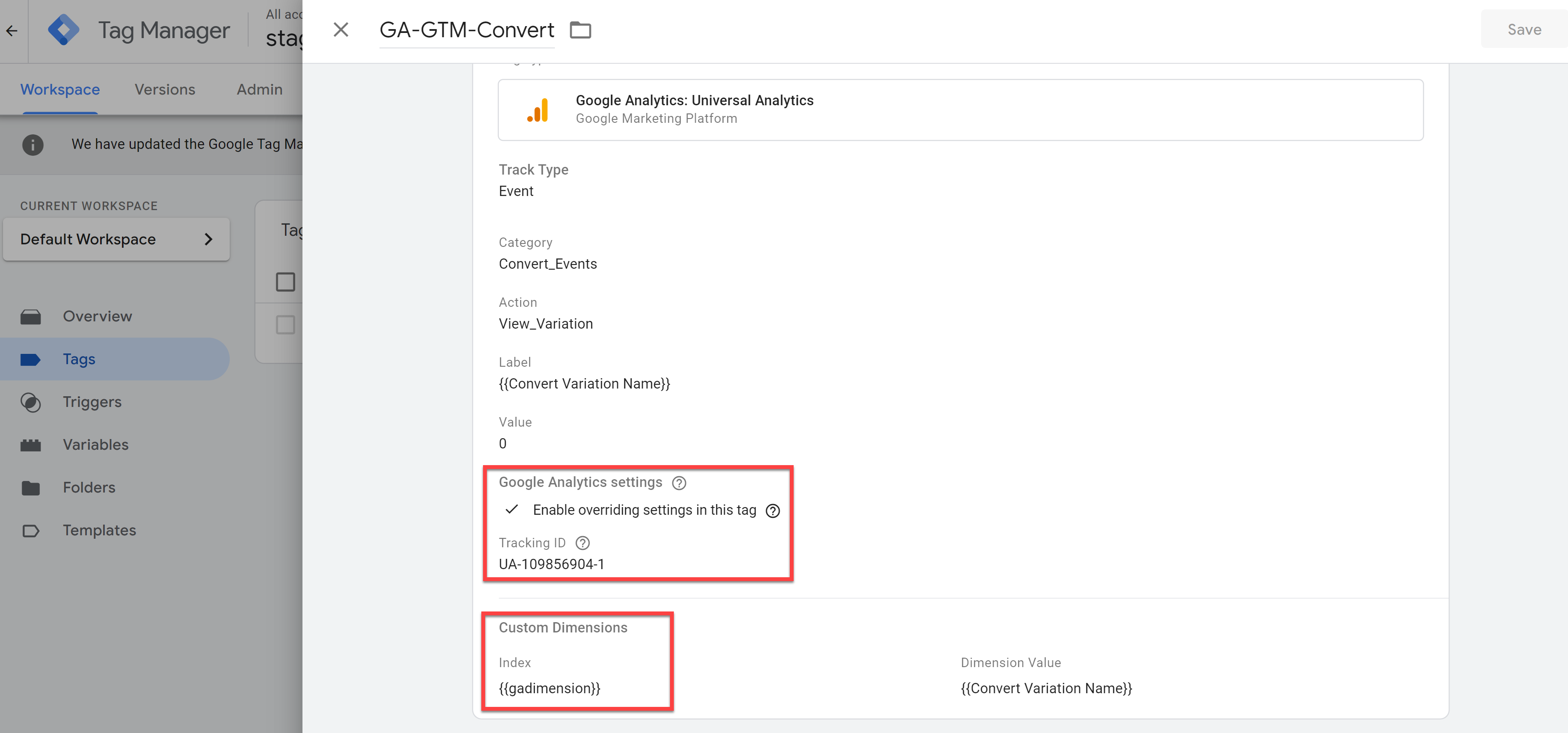 Use GTM Data Layer to integrate Convert with GA