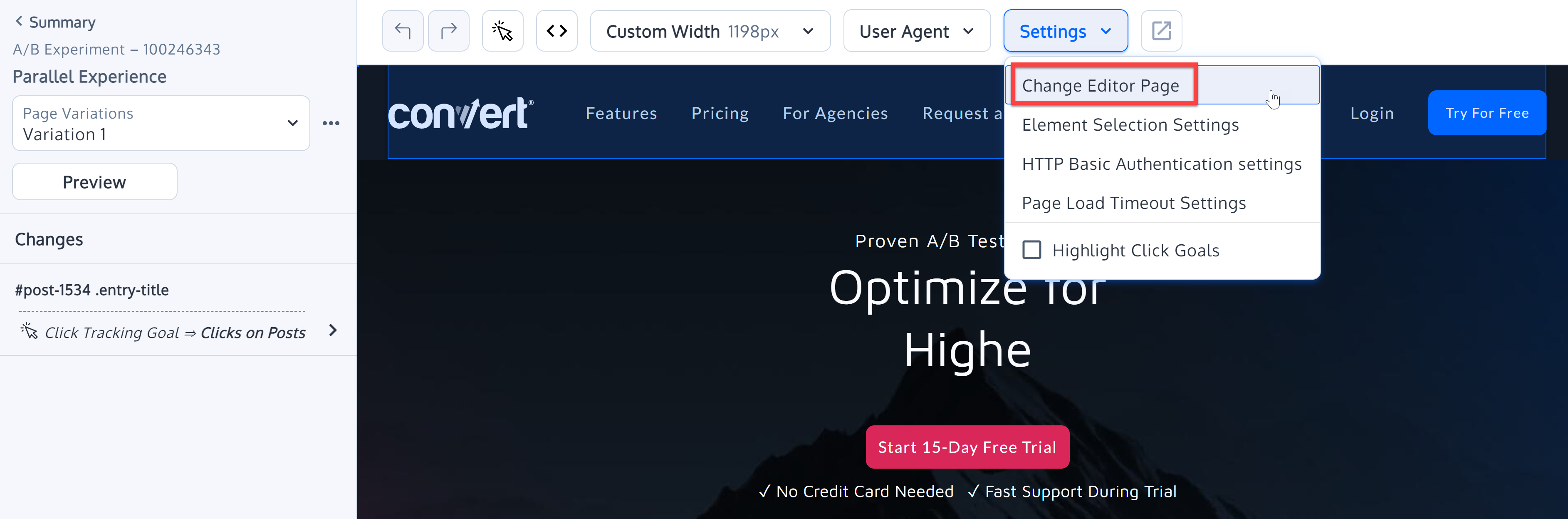 The Visual Editor in Convert Experiences