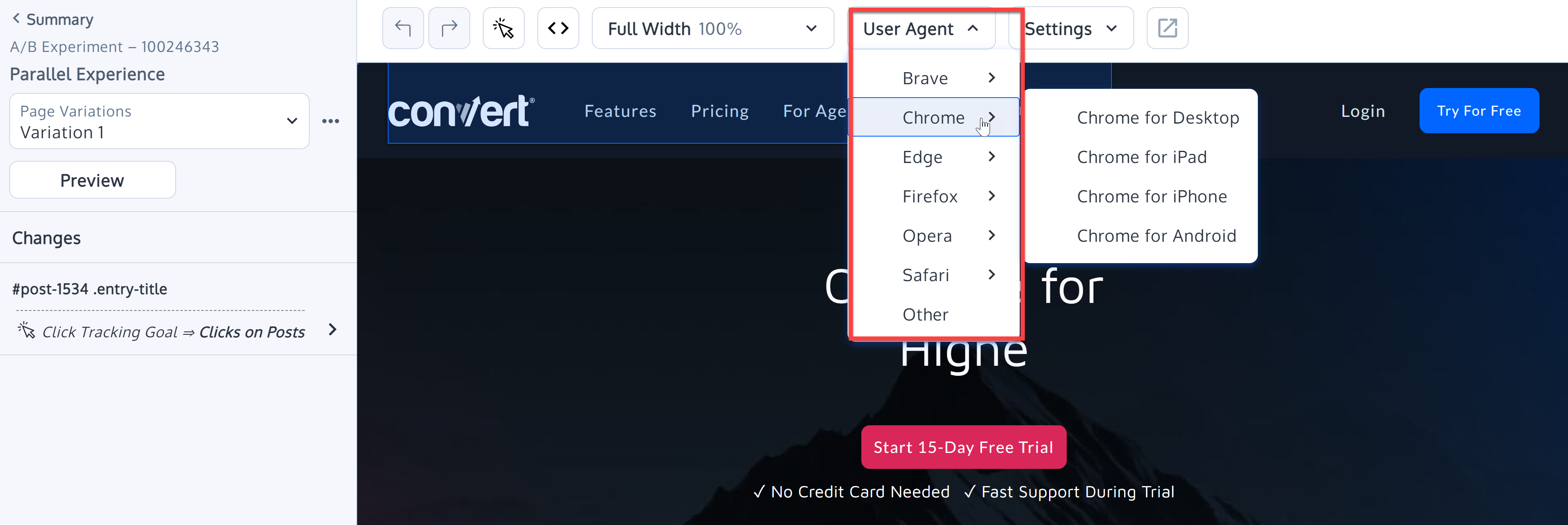 The Visual Editor in Convert Experiences